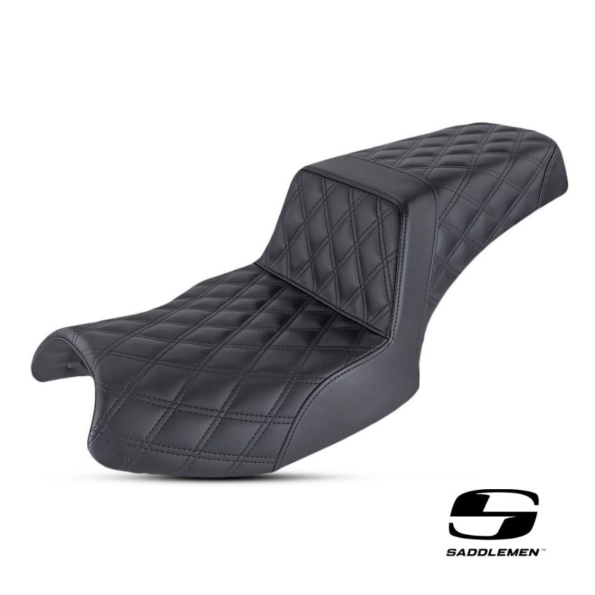 Saddlemen Step-Up LS Dual Seat with Black or White Double Diamond Latt ...